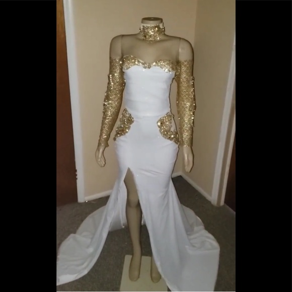 Dresses | White Gold Custom Made Prom Dress | Poshmark